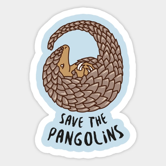Save the Pangolins - Curled Up Pangolin - Save Pangolins - Sticker ...