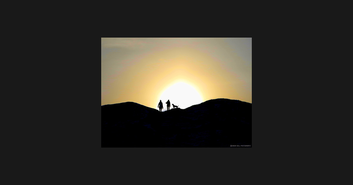 Silhouette of walkers on the peak of mam tor derbyshire - Silhouette ...