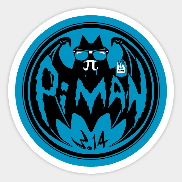 Pi Man Vampire Bat Logo - Pi Day - Sticker | TeePublic