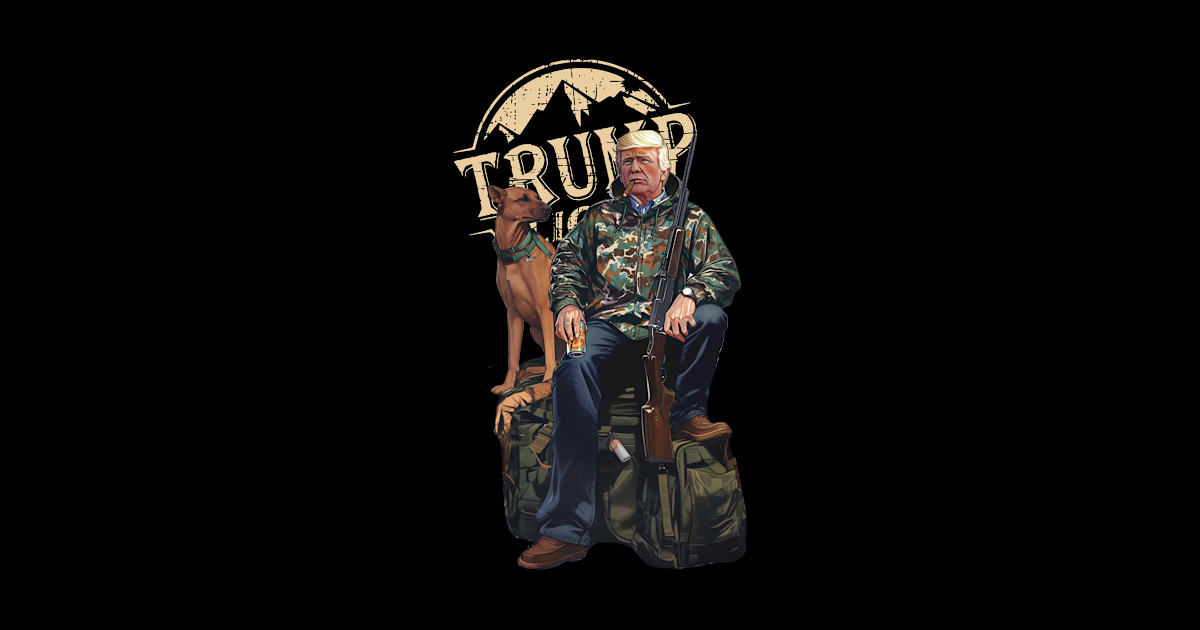 Western Trump Hunting Trump - Donald Trump - Sticker | TeePublic