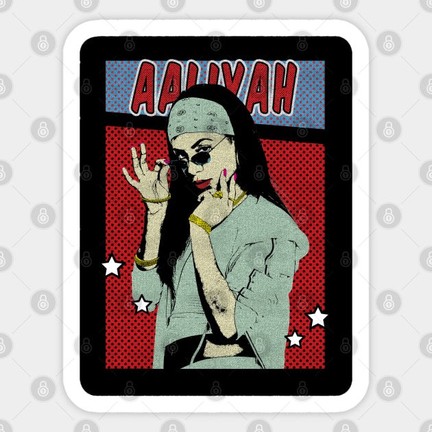 Aaliyah Pop Art Comic Style - Aaliyah - Sticker | TeePublic