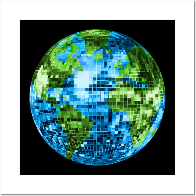 Galactic Disco Ball Planet Earth - Disco - Posters and Art Prints ...
