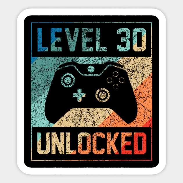 Level 30 Unlocked Video Gamer 30th Birthday - Vintage 30th Birthday 30 ...