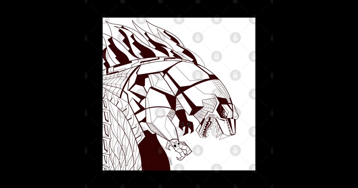 mechagodzilla gojira ecopop art - Mechagodzilla - Sticker | TeePublic