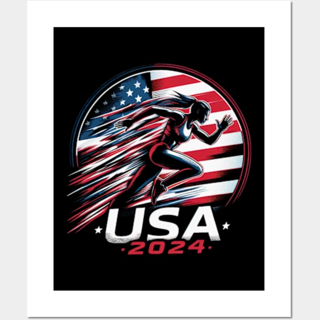 M389-USA Team 2024 Running American Flag Women Track and Field - Usa ...