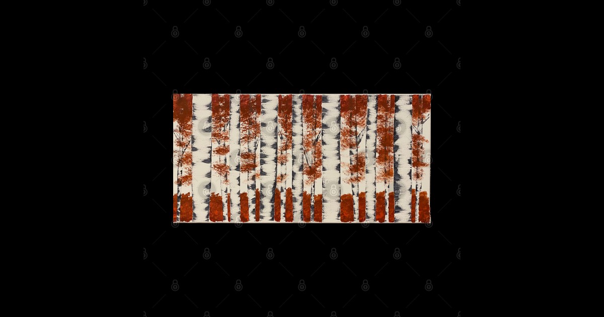 White and Black Birch Trees with Red Leaves - Birch Trees - Posters and ...