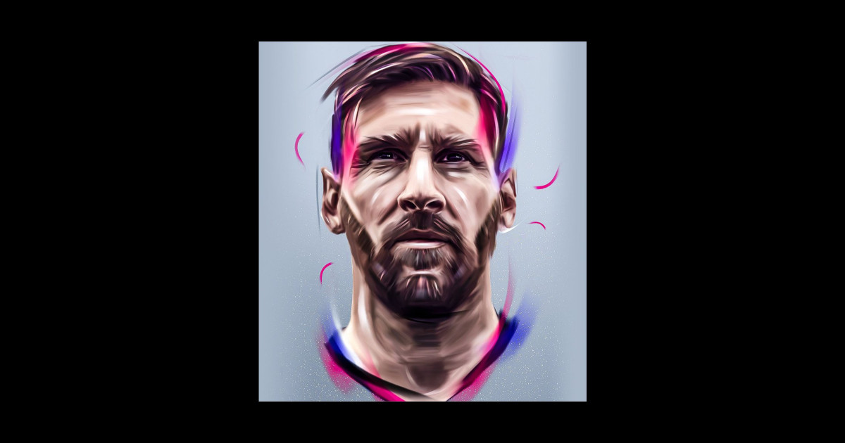 Lio Messi Drawing Portrait Purple Gray - Lionel Messi - Sticker | TeePublic