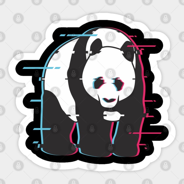 Panda : glitch art effect - Panda - Sticker | TeePublic
