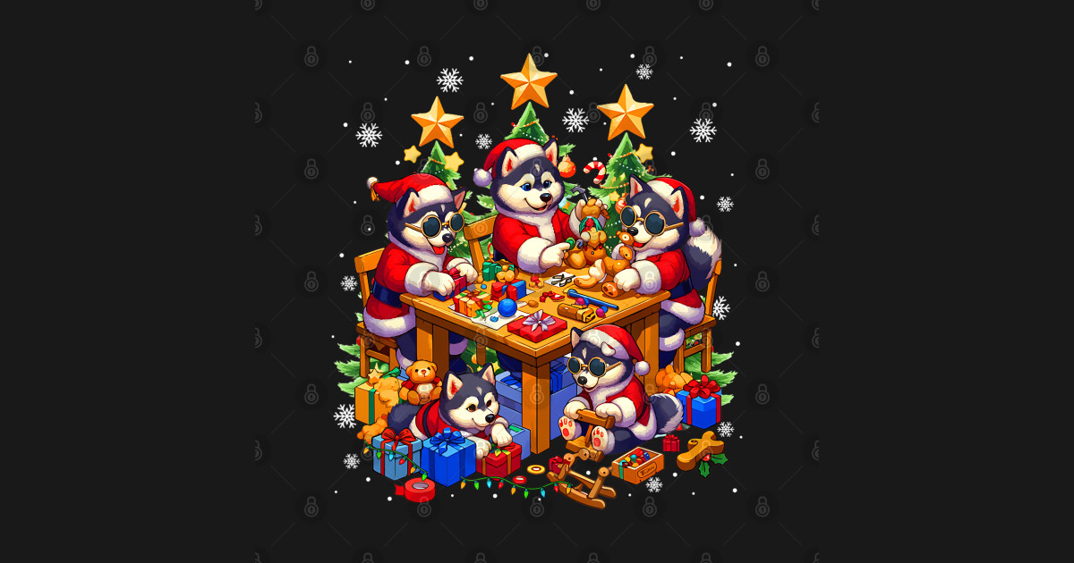 Santa Huskies Activities Owner - Funny Christmas Group - T-Shirt ...