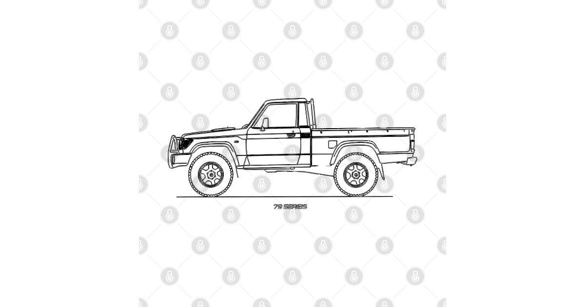 Black Line Drawing of a Toyota Land Cruiser 79 Series Pickup - Lc79 - T ...