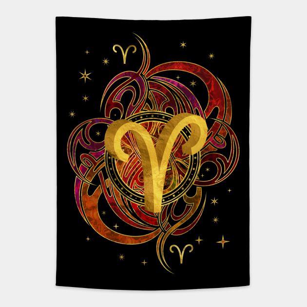 Aries Zodiac Sign Fire element - Aries - Tapestry | TeePublic