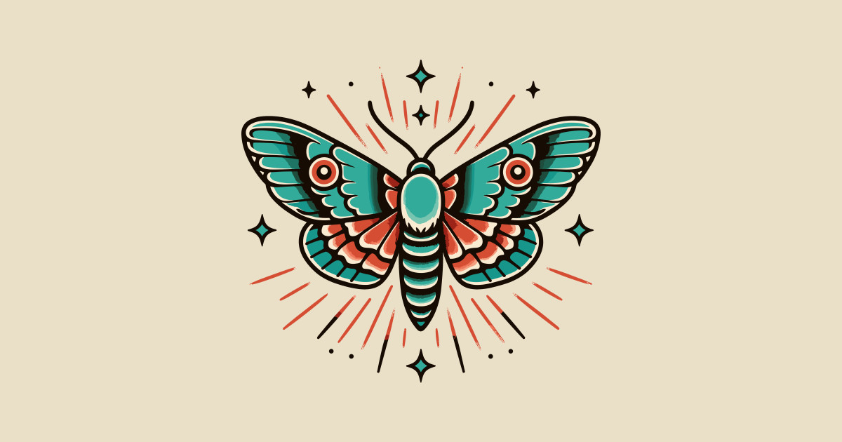 Simple Moth Traditional Tattoo - Moth - T-Shirt | TeePublic