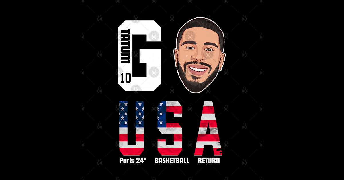 2024 Paris Olympics Jayson Tatum #10 Go USA Basketball Cartoon - Jayson ...
