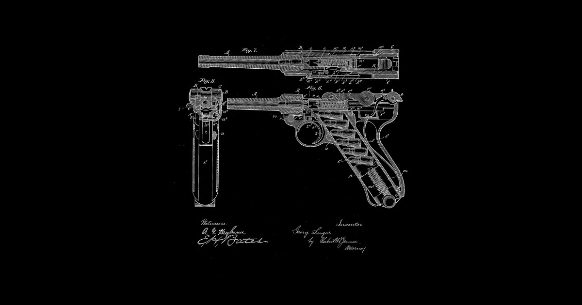 recoil loading small arms Vintage Patent Drawing - Gun - Posters and ...