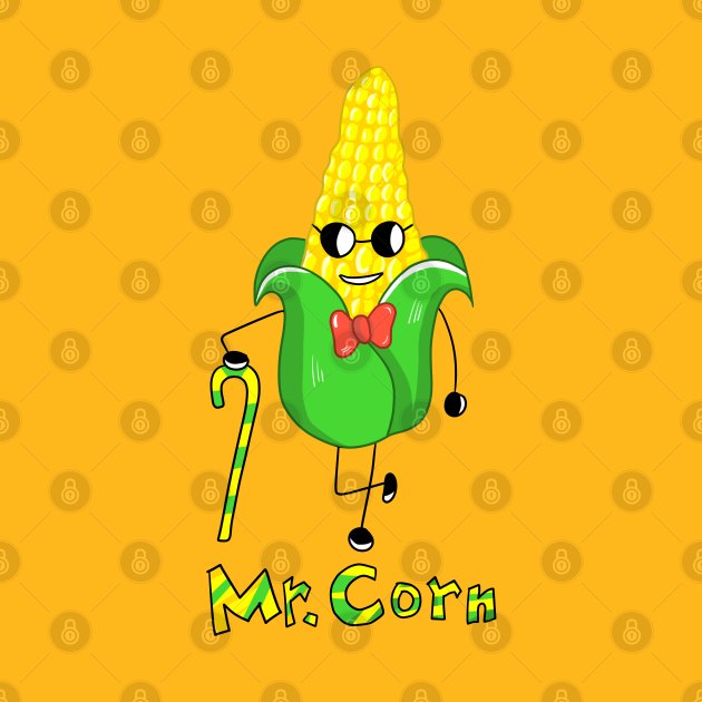 Mr. Corn funny cute cool cartoon - Corn - T-Shirt | TeePublic