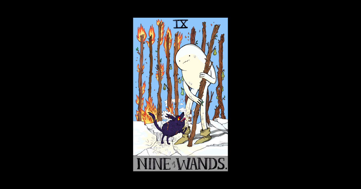Snow Golem and Fire Wolf Pup 9 of Wands tarot - Adventure Time ...