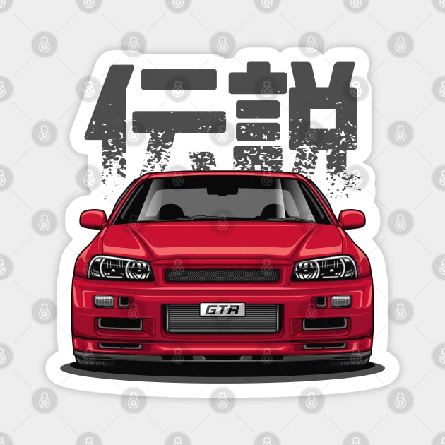 Skyline GTR R34 - Candy Red (Front View Design) - R34 Gtr - Magnet ...