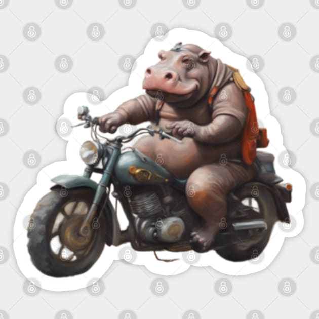 Hippo Bike Rider - Hippopotamus - Sticker | TeePublic