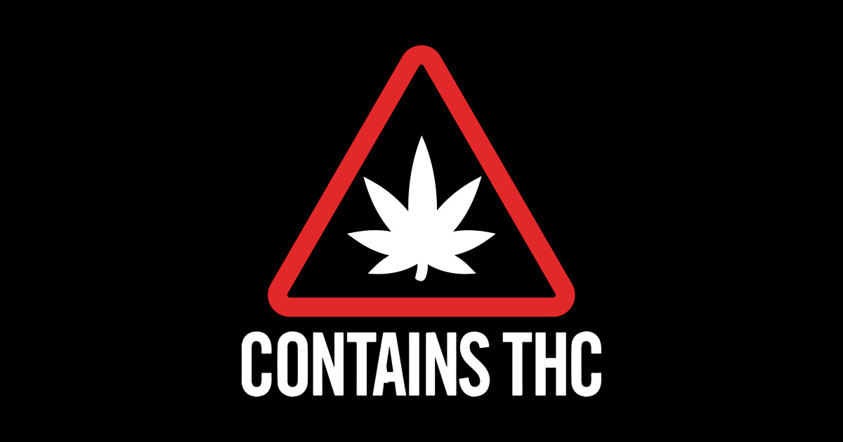 Contains THC (white text) - Marijuana - Sticker | TeePublic