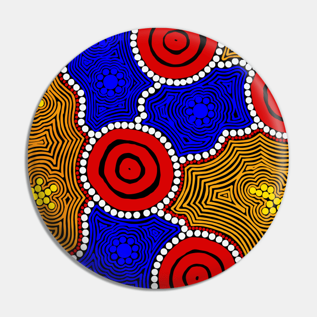 Aboriginal Art - Circles And Dots - Circle - Pin | TeePublic