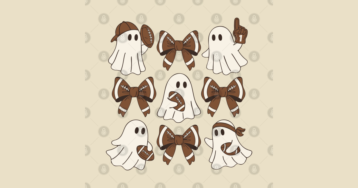 Halloween Football Ghost Spooky Game Day Fan Mom - Halloween - T-Shirt ...