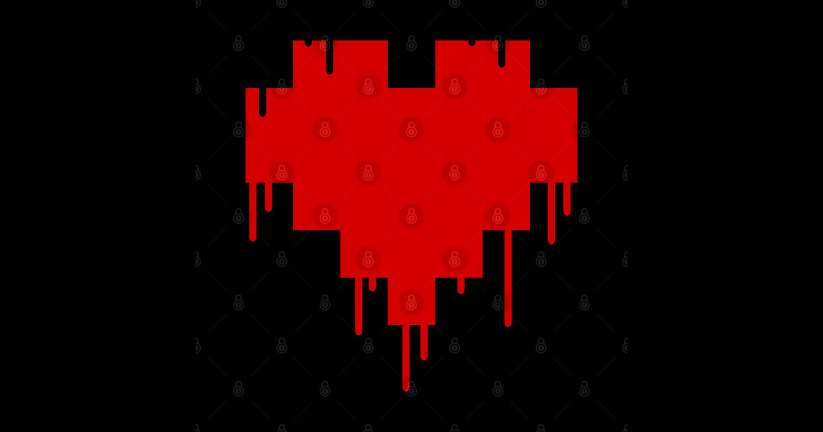Red Dripping Pixel Heart - Heart - Posters and Art Prints | TeePublic