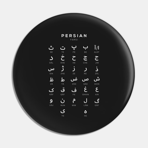 Persian Alphabet Chart, Farsi Language Chart, Black - Persian - Pin ...