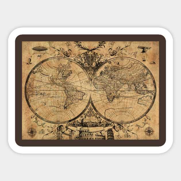 world map vintage - World Map - Sticker | TeePublic