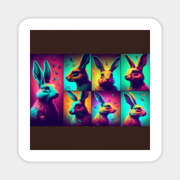 Colorful rabbits wallpaper - Rabbits - Magnet | TeePublic