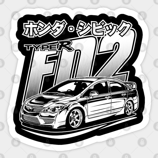 Civic FD2 - White Print - Honda Civic - Sticker | TeePublic