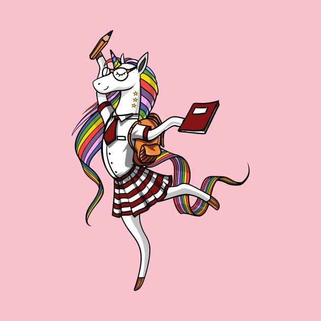 Unicorn Schoolgirl - Unicorn Student - T-Shirt | TeePublic