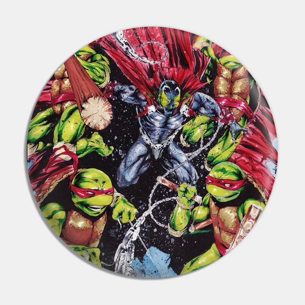 Spawn and TMNT Team-Up - Ninja Turtles - Pin | TeePublic