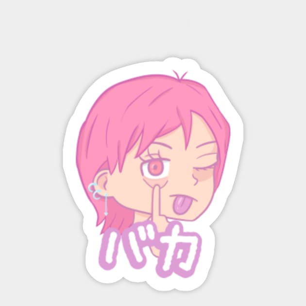 Pink hair girl "Baka" :P - Anime - Sticker | TeePublic