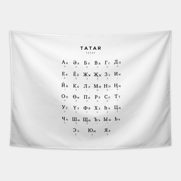 Tatar Alphabet Chart, Kazakh Language Chart, White - Tatar - Tapestry ...