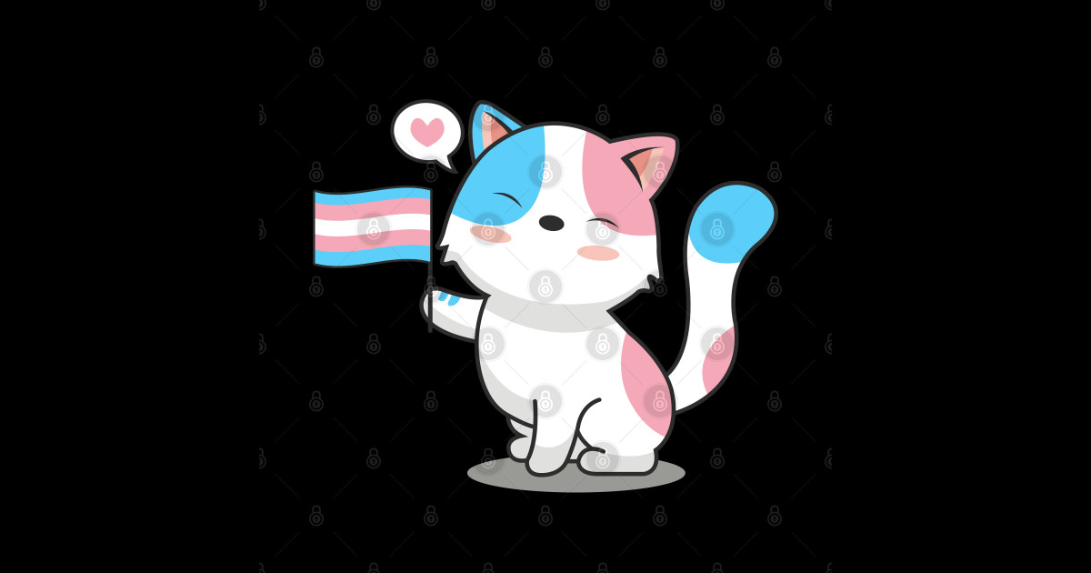 Cute Cat With Transgender Pride Flag - Transgender Pride - Sticker ...