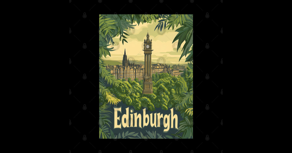 This travel poster invites viewers to admire Edinburghs timeless beauty ...