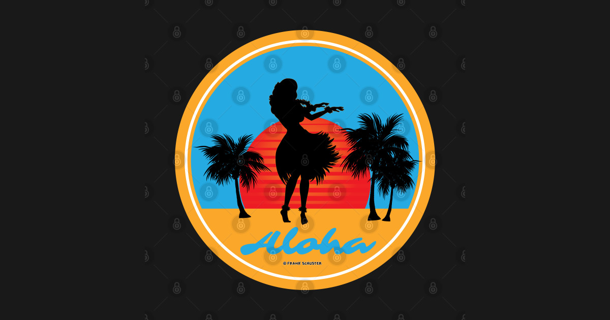 Hula Girl Dancing the Hula with Sunset Color - Pau Hana Time Hula Girl ...