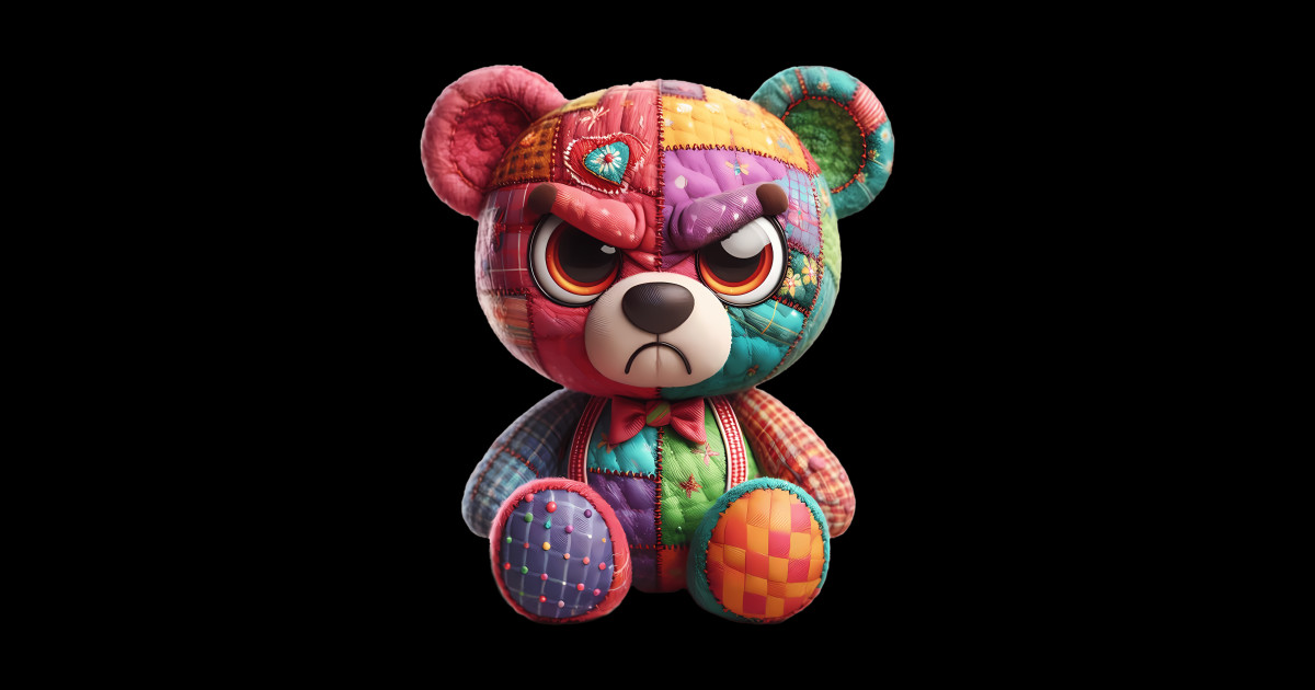 Angry Teddy Bear A Very GrumHug - Angry Teddy Bear Print - Sticker ...