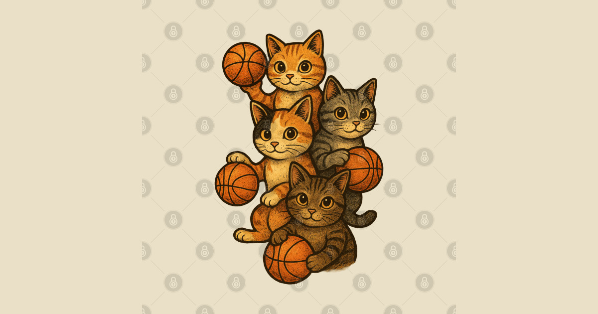 Four Basketball Cats – Multi-Pose Sports Mascot - Sports - T-Shirt ...