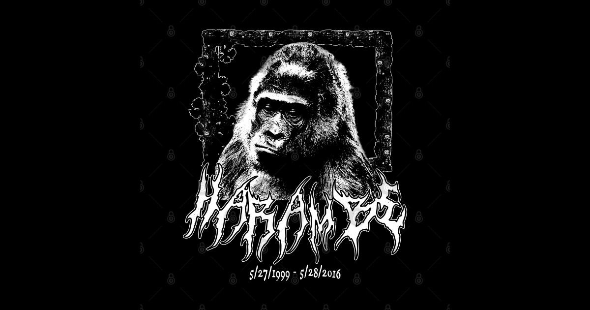 Harambe Metal Memorial - Funny - Sticker | TeePublic