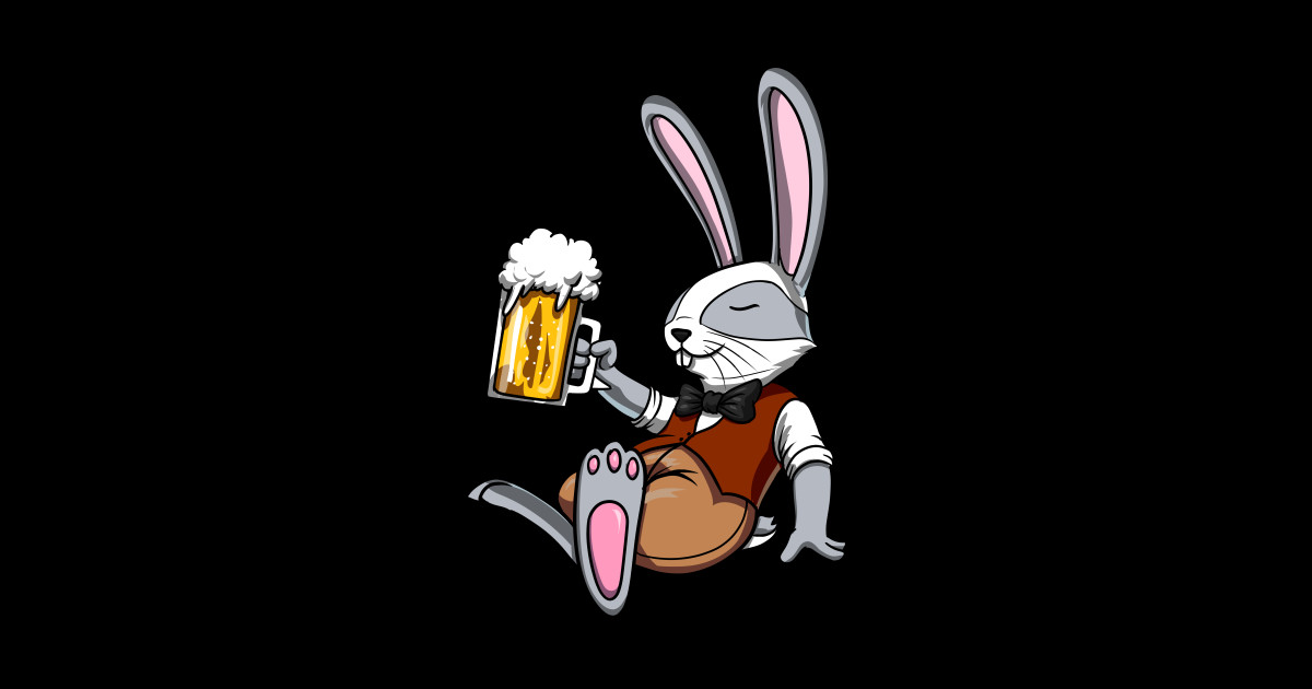 Funny Rabbit Beer Drinking Bunny - Rabbit Beer - Sticker | TeePublic