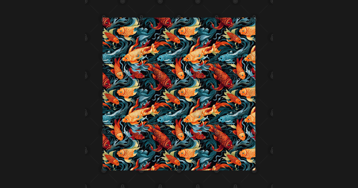 Koi Fish Pattern Carp Japan Asian Karp Pond Sea Floral Swim Yin Yang ...
