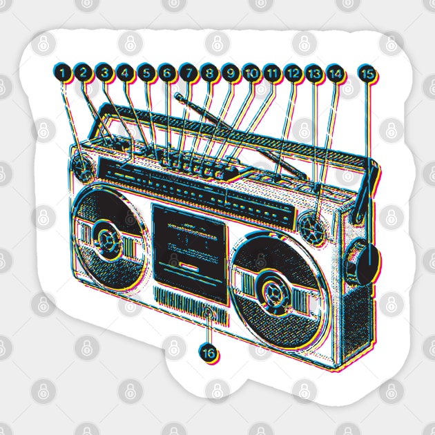 Boombox / Old School Vintage Ghetto Blaster - Boombox - Sticker | TeePublic