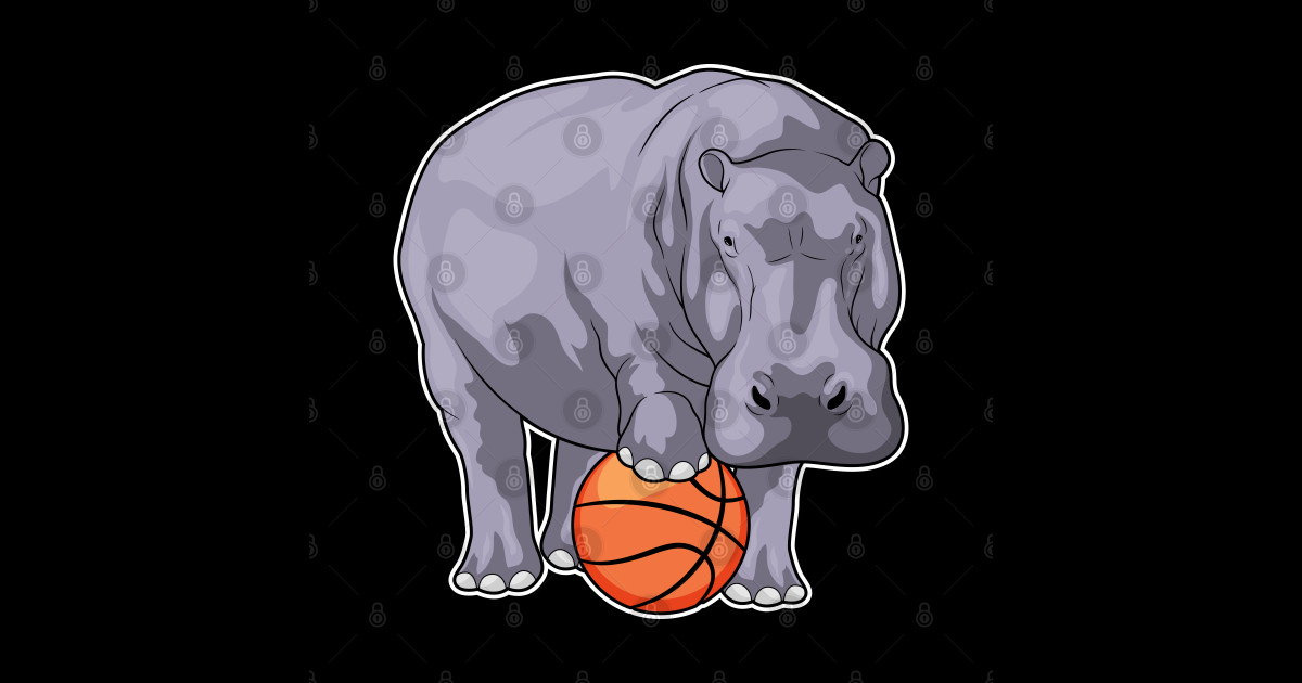 Hippo Basketball player Basketball - Basketball - Sticker | TeePublic