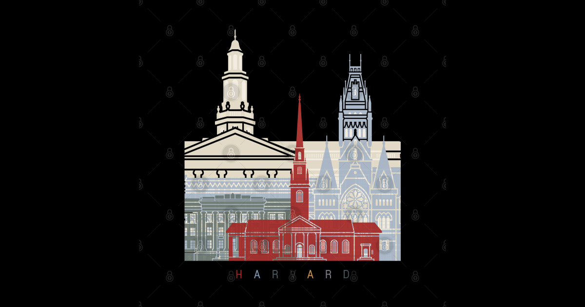 Harvard skyline poster - Skyline - Sticker | TeePublic