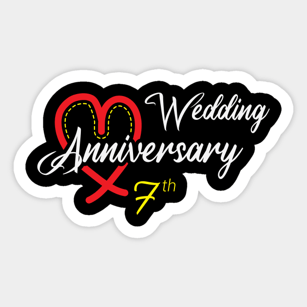 7th Wedding anniversary - Wedding Anniversary - Sticker | TeePublic