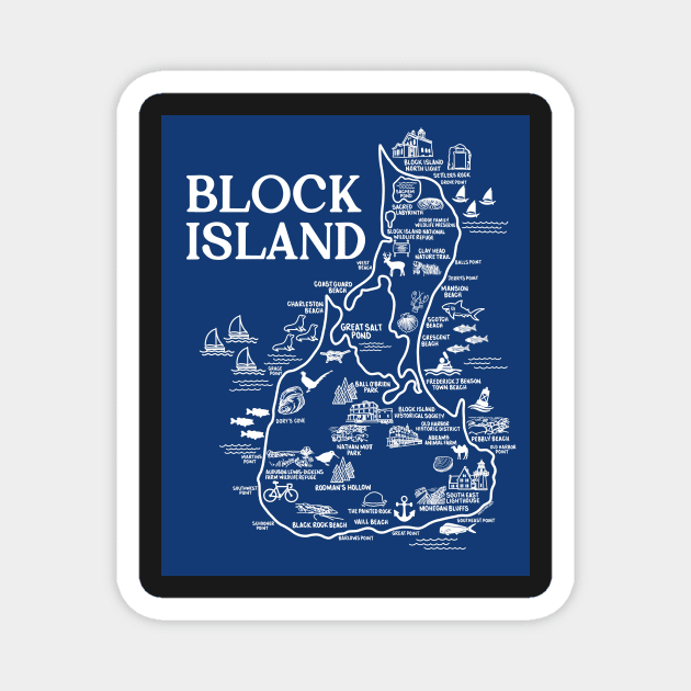 Block Island Map Art - Block Island - Magnet | TeePublic