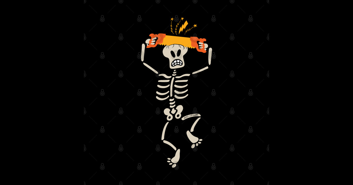 Crazy skeleton sawing his own skull - Skeleton Halloween - Sticker ...