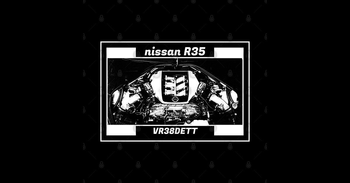 NISSAN GT-R R35 ENGINE (Black Version) - Jdm - Sticker | TeePublic