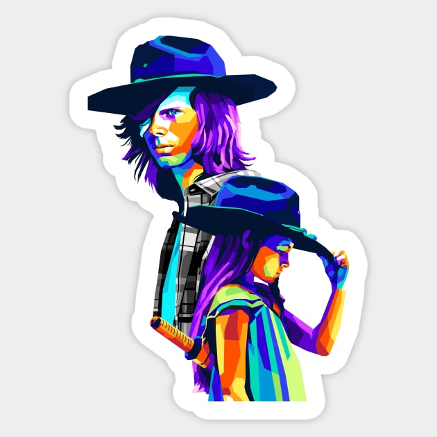 Carl & Judith Grimes WPAP Pop Art Colourful - Carl Grimes - Sticker ...